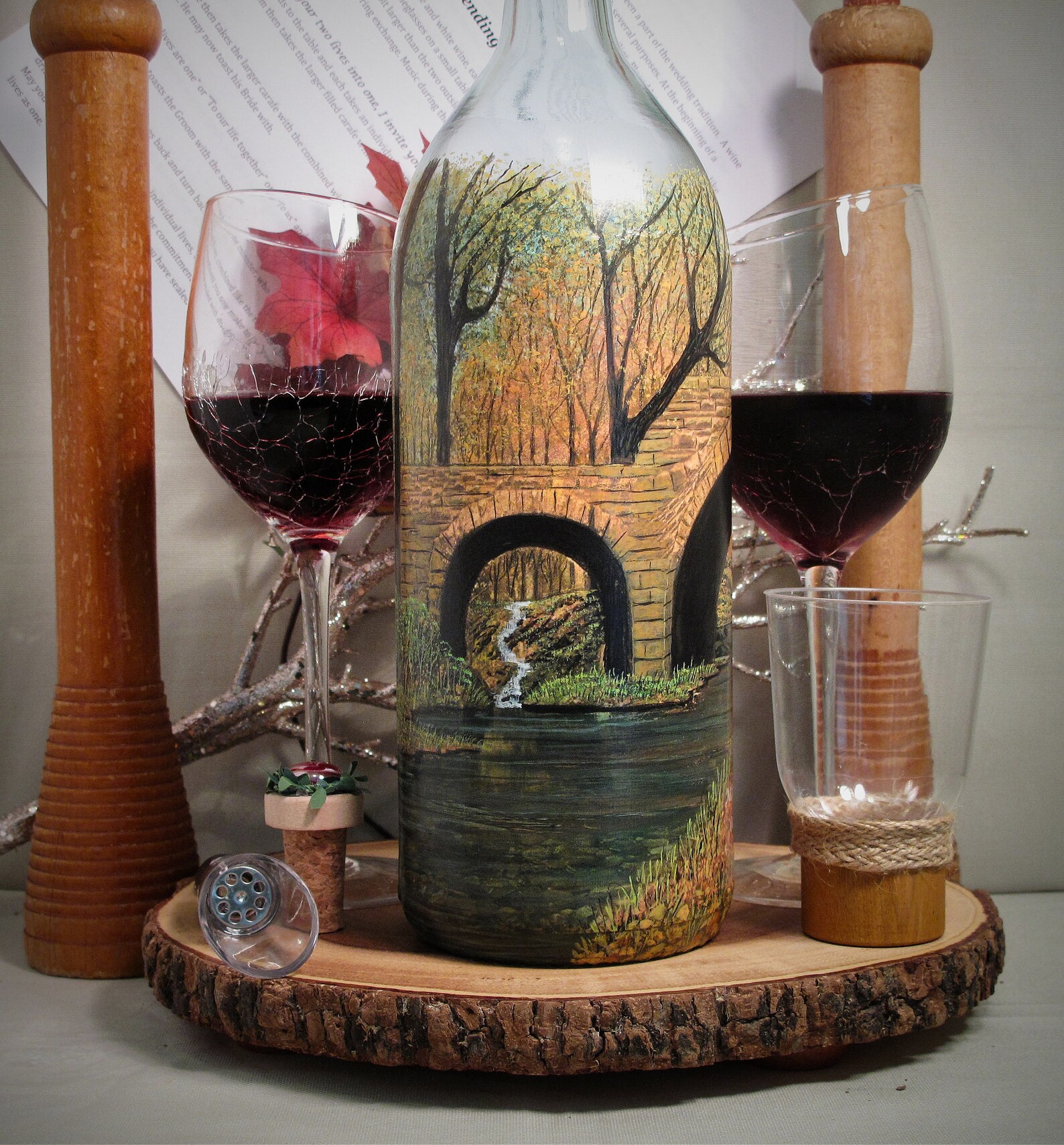 Wine Unity Ceremony Bottle With Your Photo and Hand Painted - Etsy
