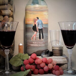 Wine Unity Ceremony Bottle, Hand Painted Bottle With Your Photo, Unique ...