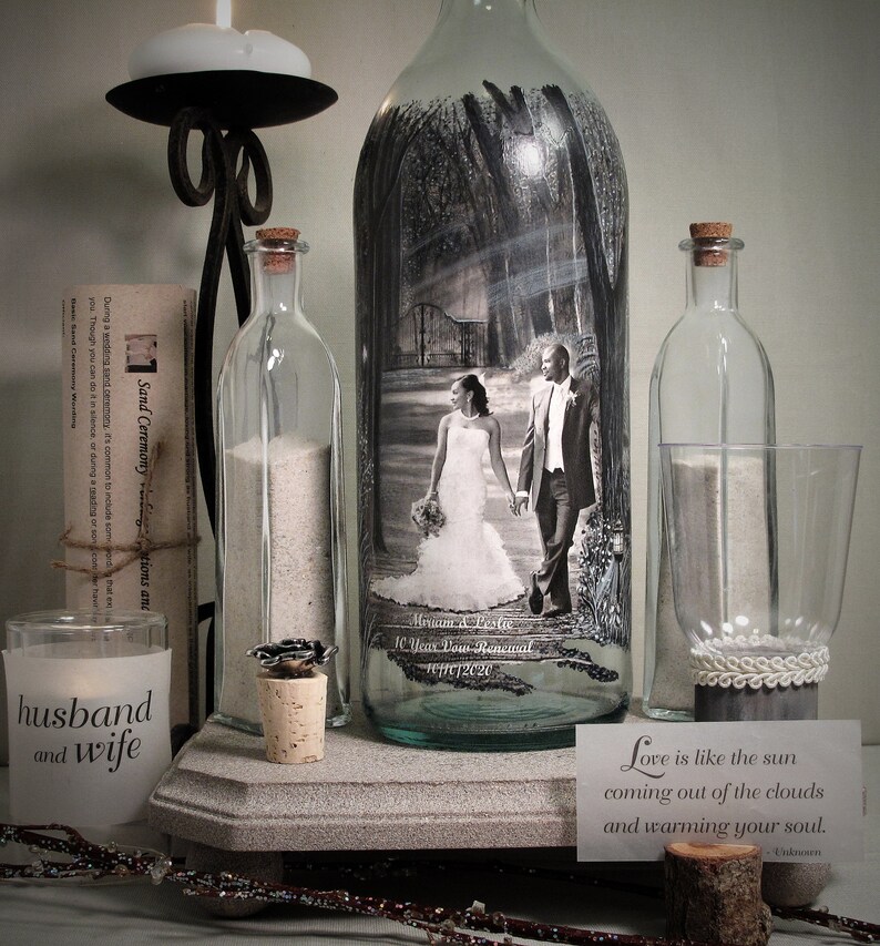 Vow Renewal Sand Ceremony Set With Your Photo and Hand Painted - Etsy