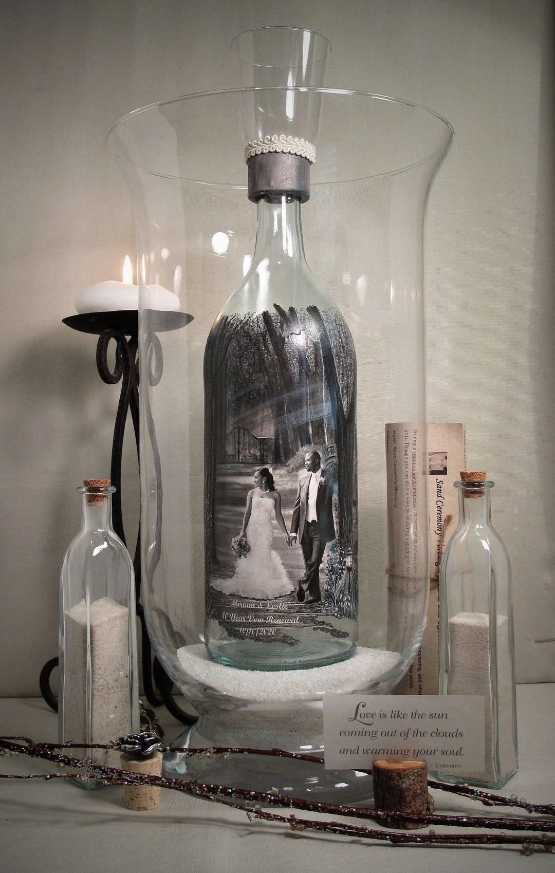 Vow Renewal Sand Ceremony Set With Your Photo and Hand Painted ...