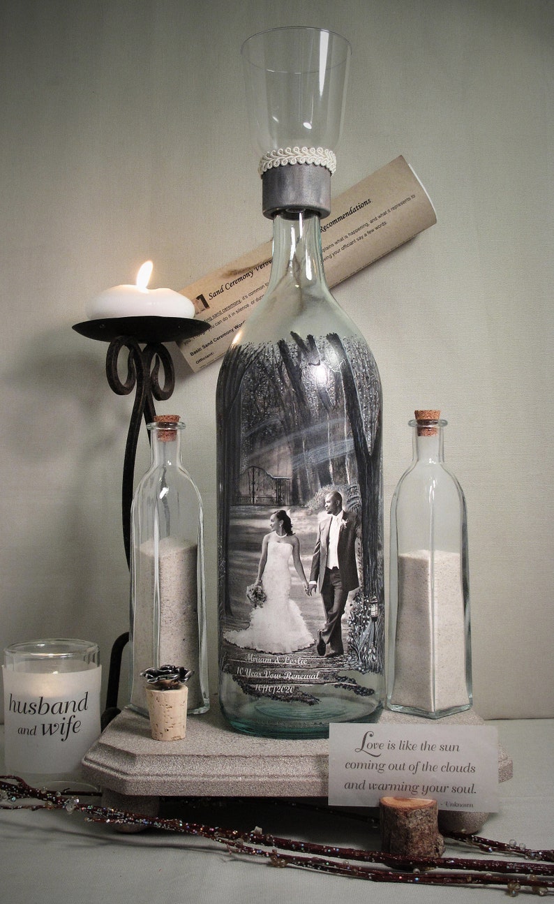 Vow Renewal Sand Ceremony Set With Your Photo and Hand Painted - Etsy