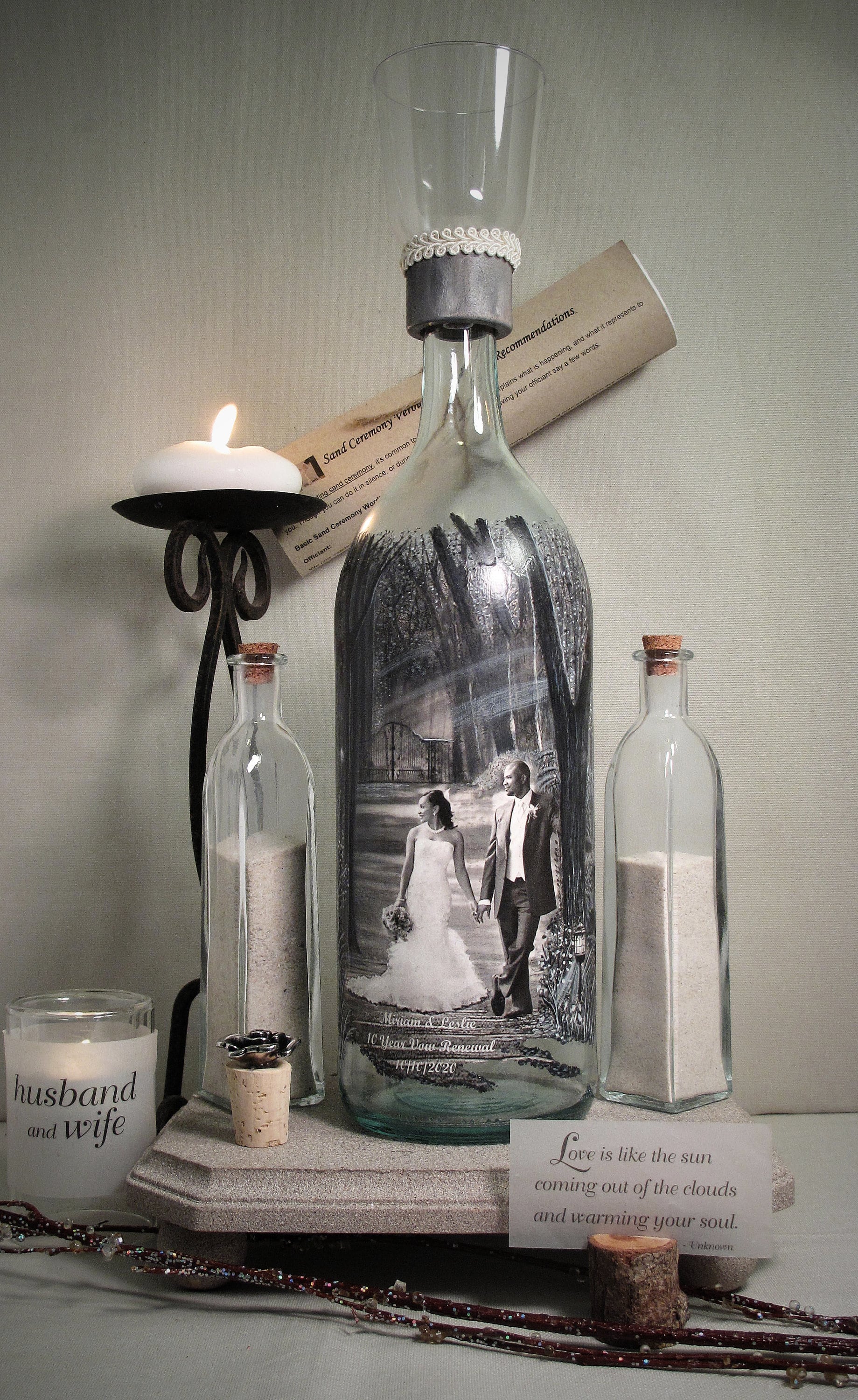 Vow Renewal Sand Ceremony Set With Your Photo and Hand Painted | Etsy