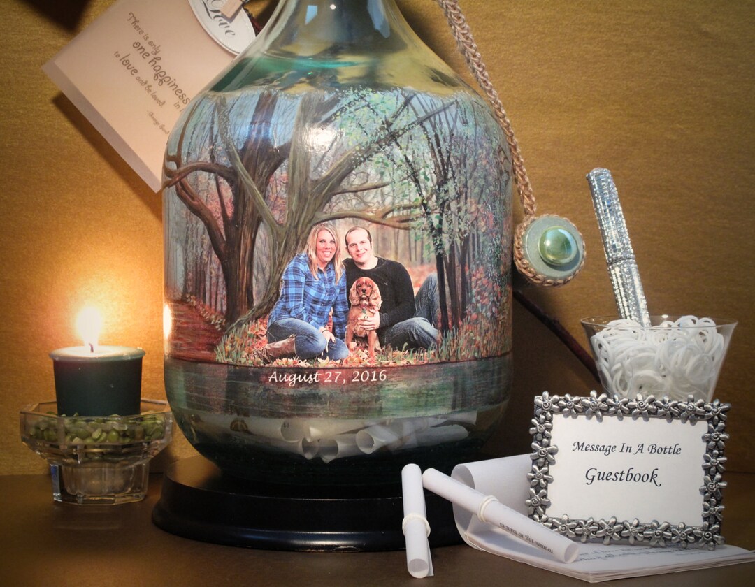 Fall Wedding Decor, Messages in A Bottle Guest Book, Hand Painted ...
