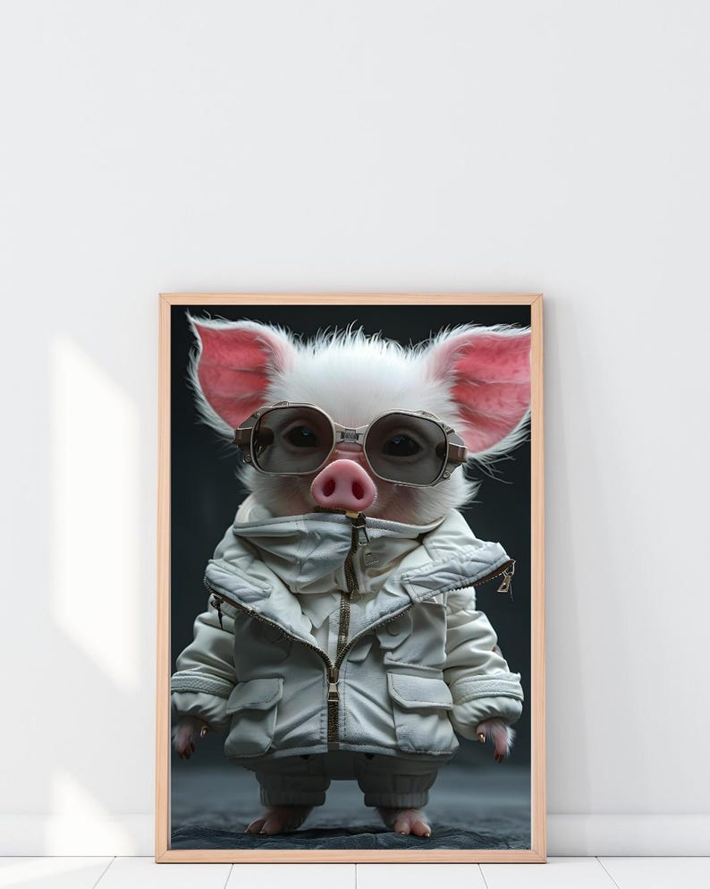 Stylish Pig Digital Art - Cute and Quirky Downloadable Wall Poster for ...
