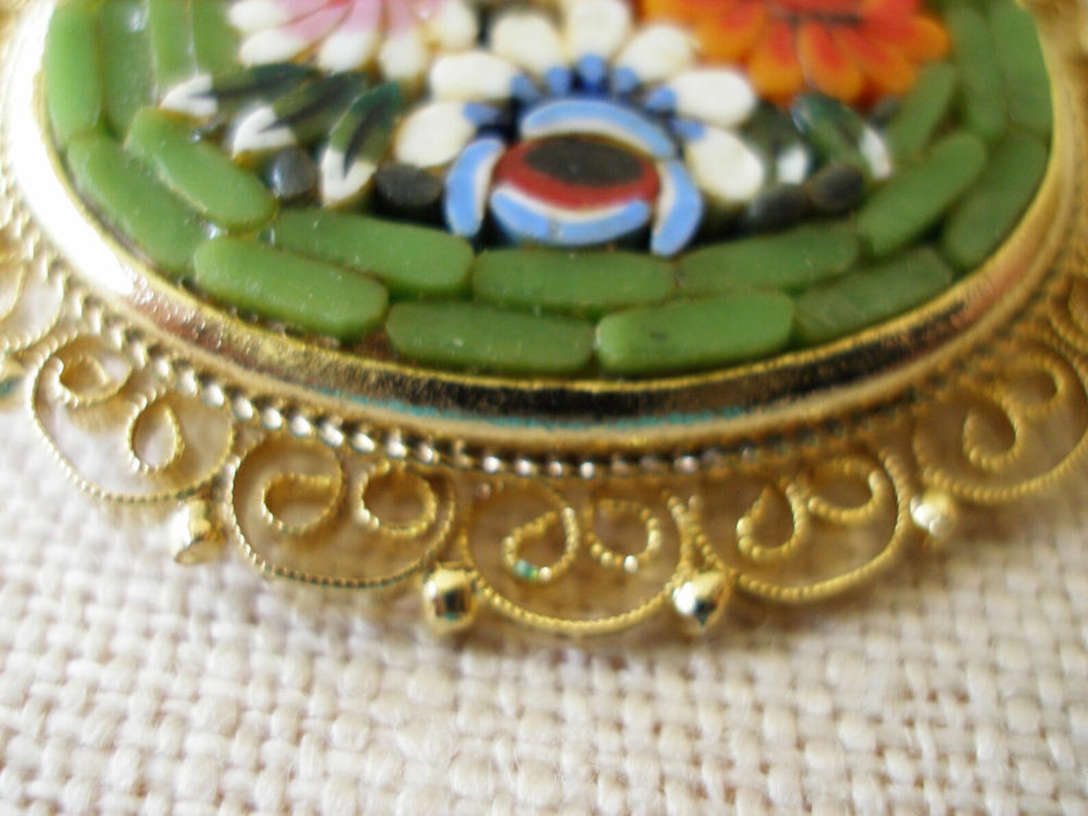 Mosaic Flower Brooch Micro Mosaic Brooch Italian Brooch - Etsy