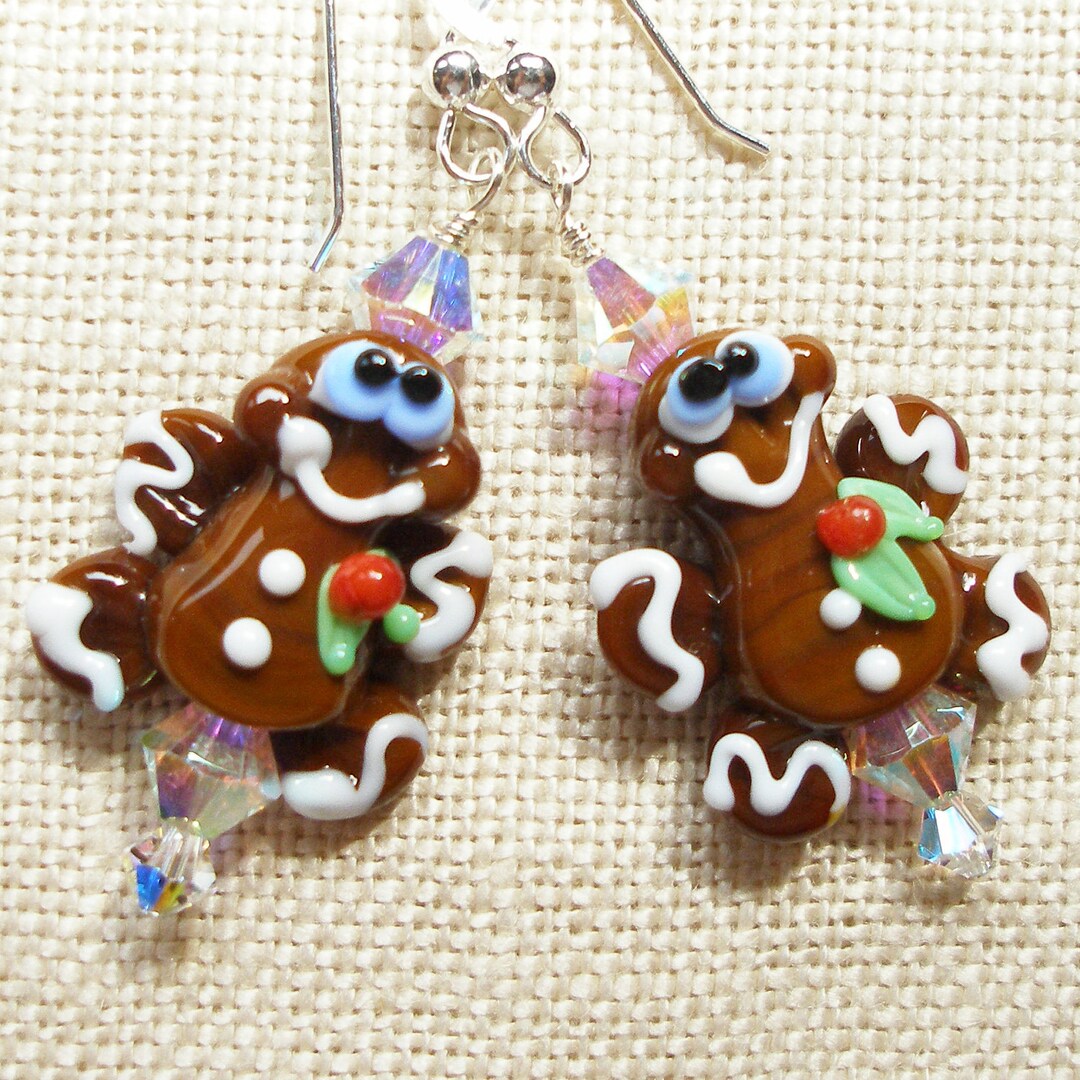 Gingerbread Man Earrings, Gingerbread Men, Christmas, Holiday Earrings ...