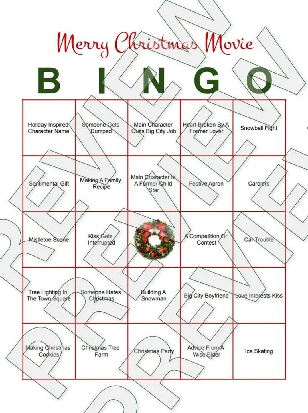 Christmas Move Bingo Card Generator - Etsy