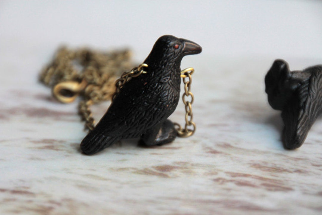 Collier Raven : Corbeau Corvidae Corneille Black Noir Céramique - Etsy