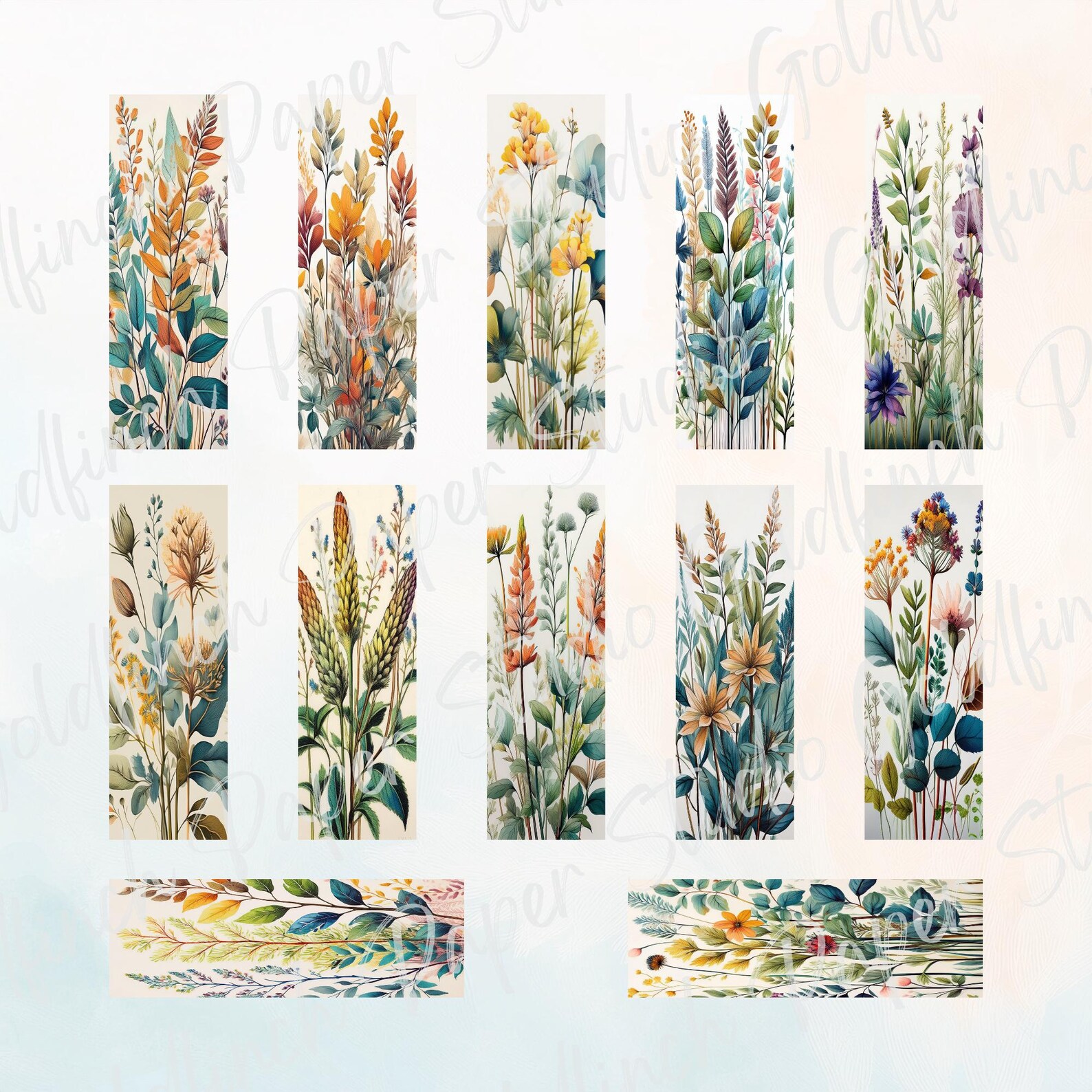 12 Colorful Botanical Printable Bookmarks | Digital Bookmarks | JPEG ...