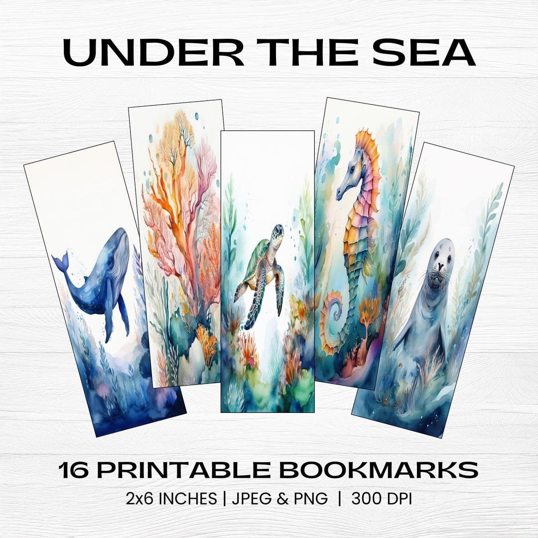 16 Under the Sea Printable Bookmarks | Digital Bookmarks | JPEG & PNG ...