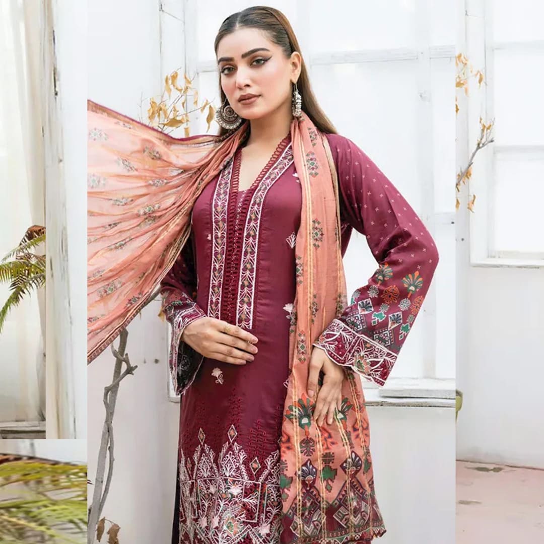 Modern Pakistani Shalwar Kameez - Designer Pakistani Embroidered Lawn 3 ...