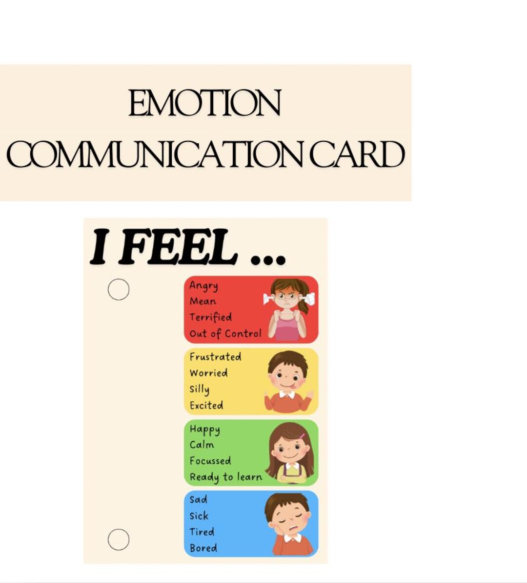 Emotion Communication Card - Etsy