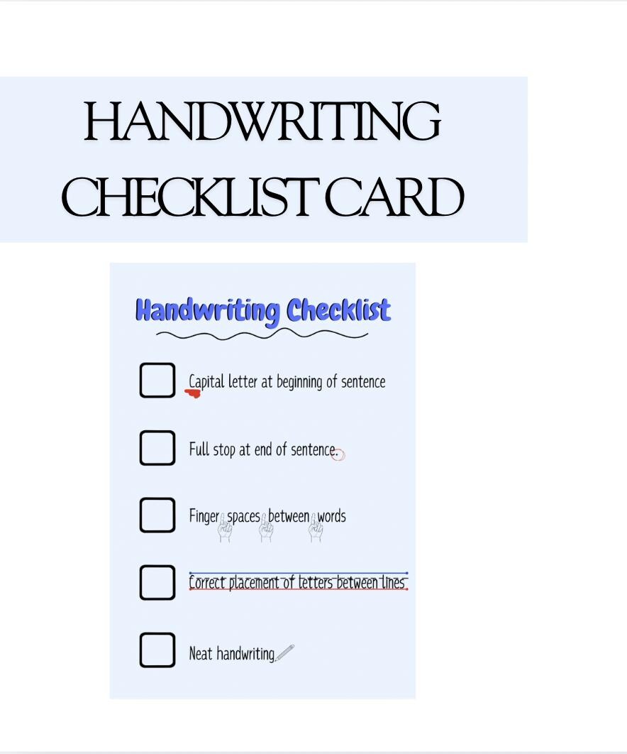 Handwriting Checklist - Etsy