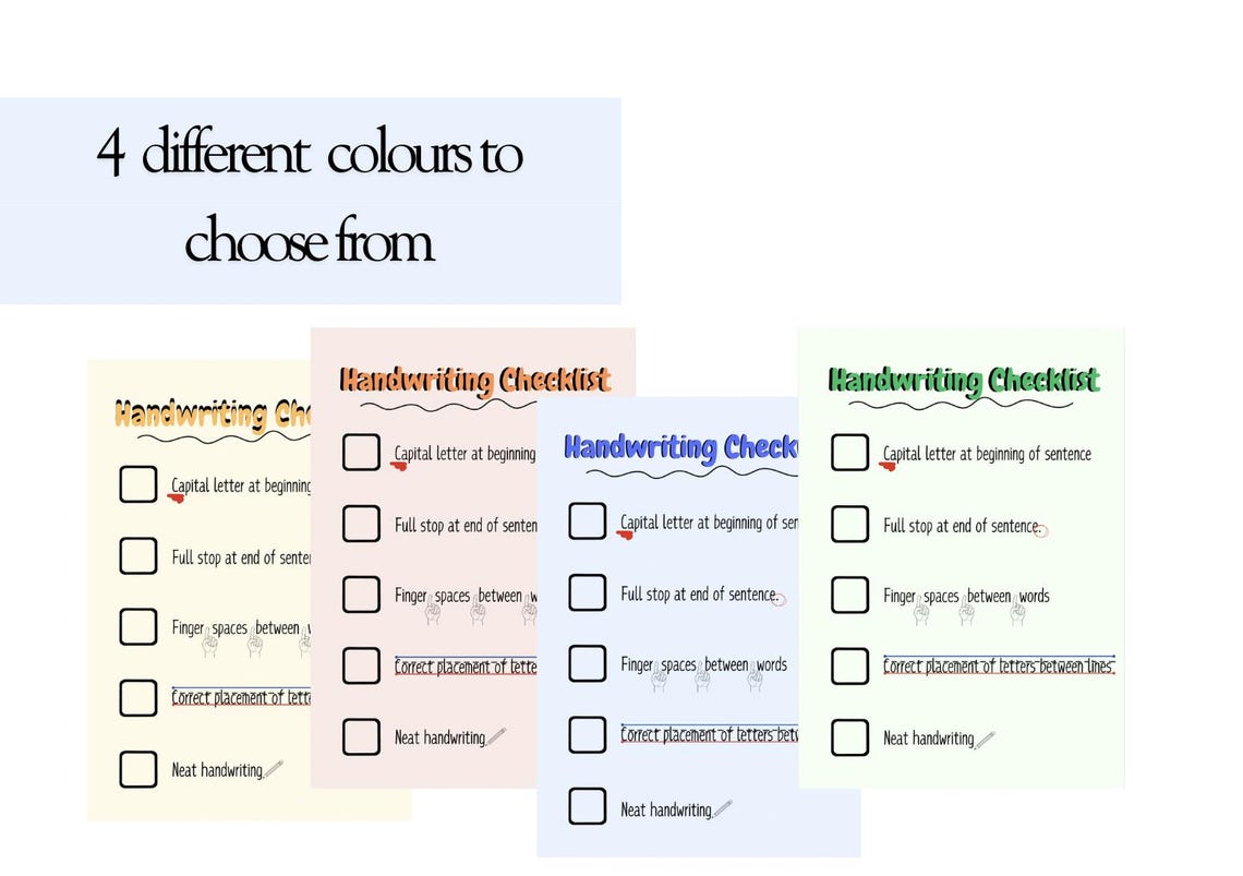 Handwriting Checklist - Etsy
