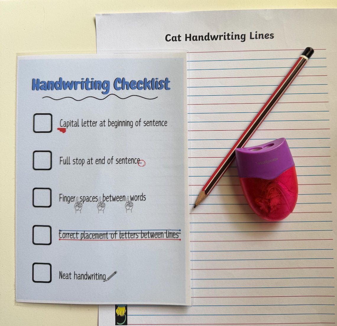Handwriting Checklist - Etsy