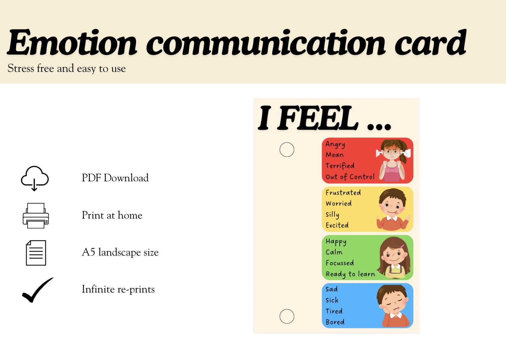 Emotion Communication Card - Etsy