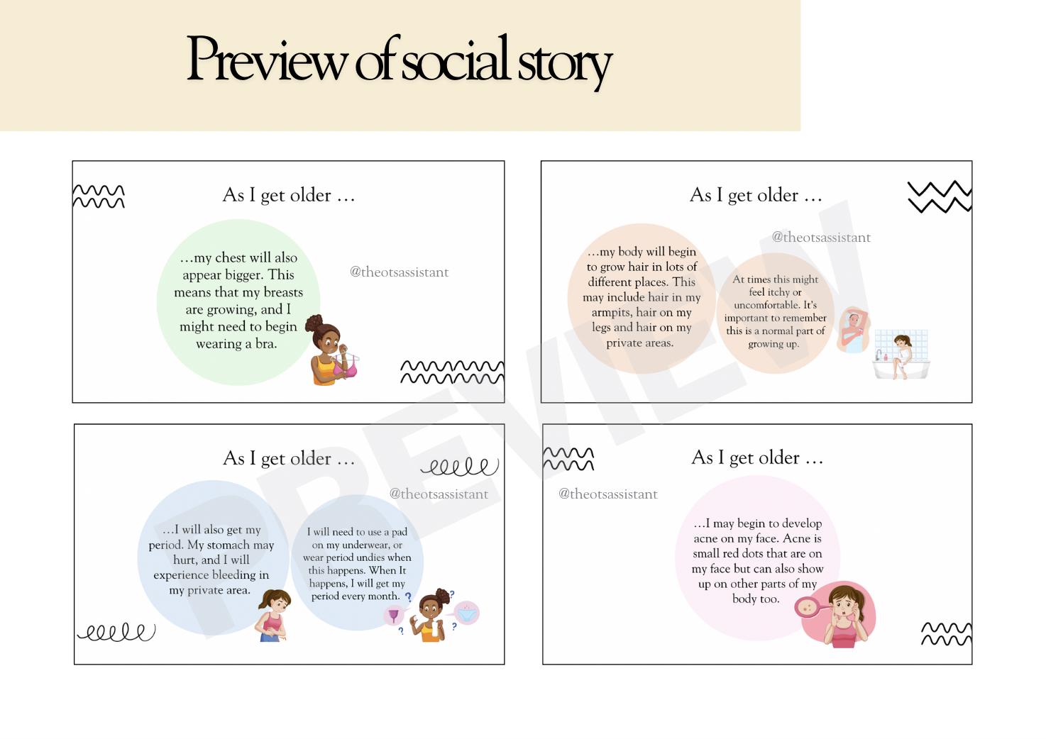 Social Story - Puberty (female) - Etsy