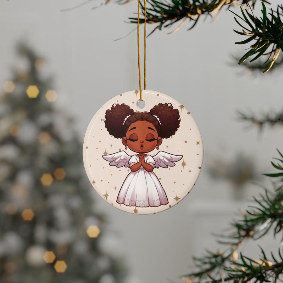 Ceramic Christmas Angel Ornament, 2-side Print - Etsy