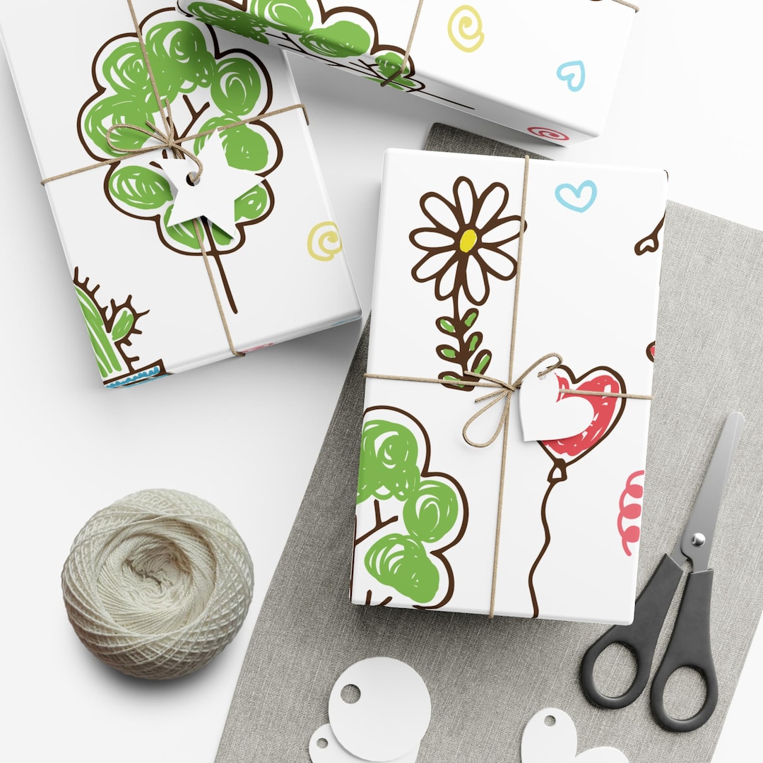 Whimsical Kids' Gift Wrap Papers Fun and Colorful Holiday Wrapping ...