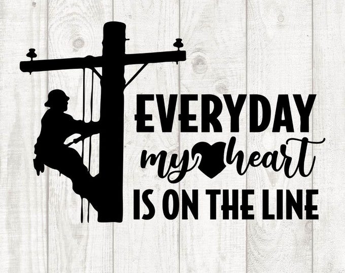 Lineman Silhouette Clipart, Electrician Worker Svg, Power Pole Digital ...