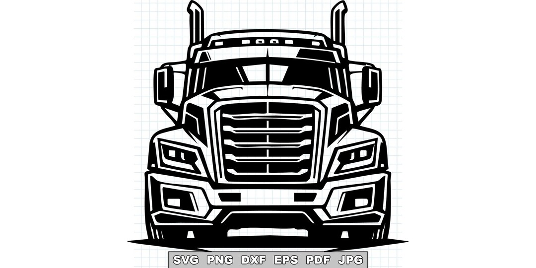 Modern Truck SVG, Semi Truck Front View Cut File, Big Rig Truck Vector ...