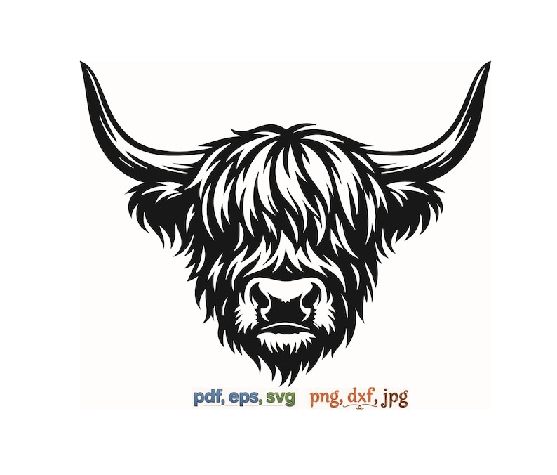 Bull Head Svg Cut File, Highland Cow Svg, Farm Animal Svg, Cow Head ...