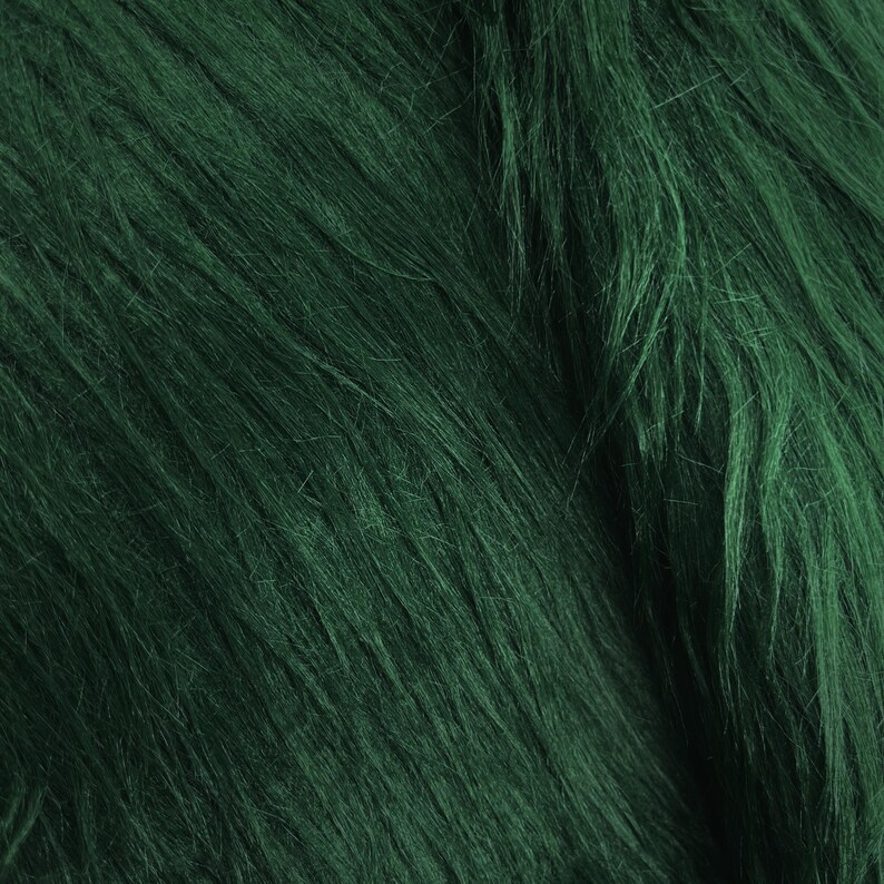 Moss Long Pile Faux Fake Fur - Dark Green - Etsy