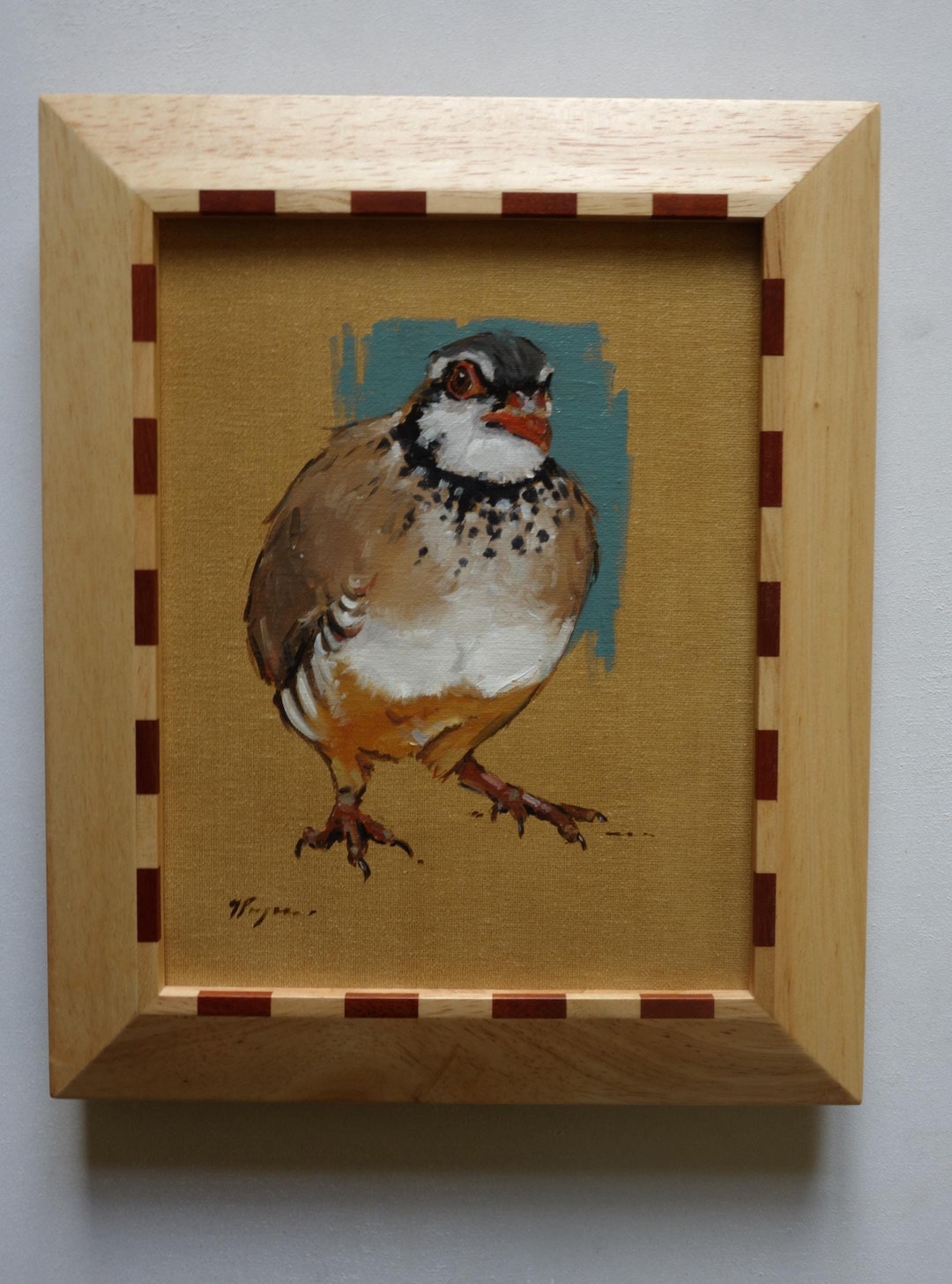 Original Portrait - Partridge Bird - Marquetry Frame - Oil Painting by ...