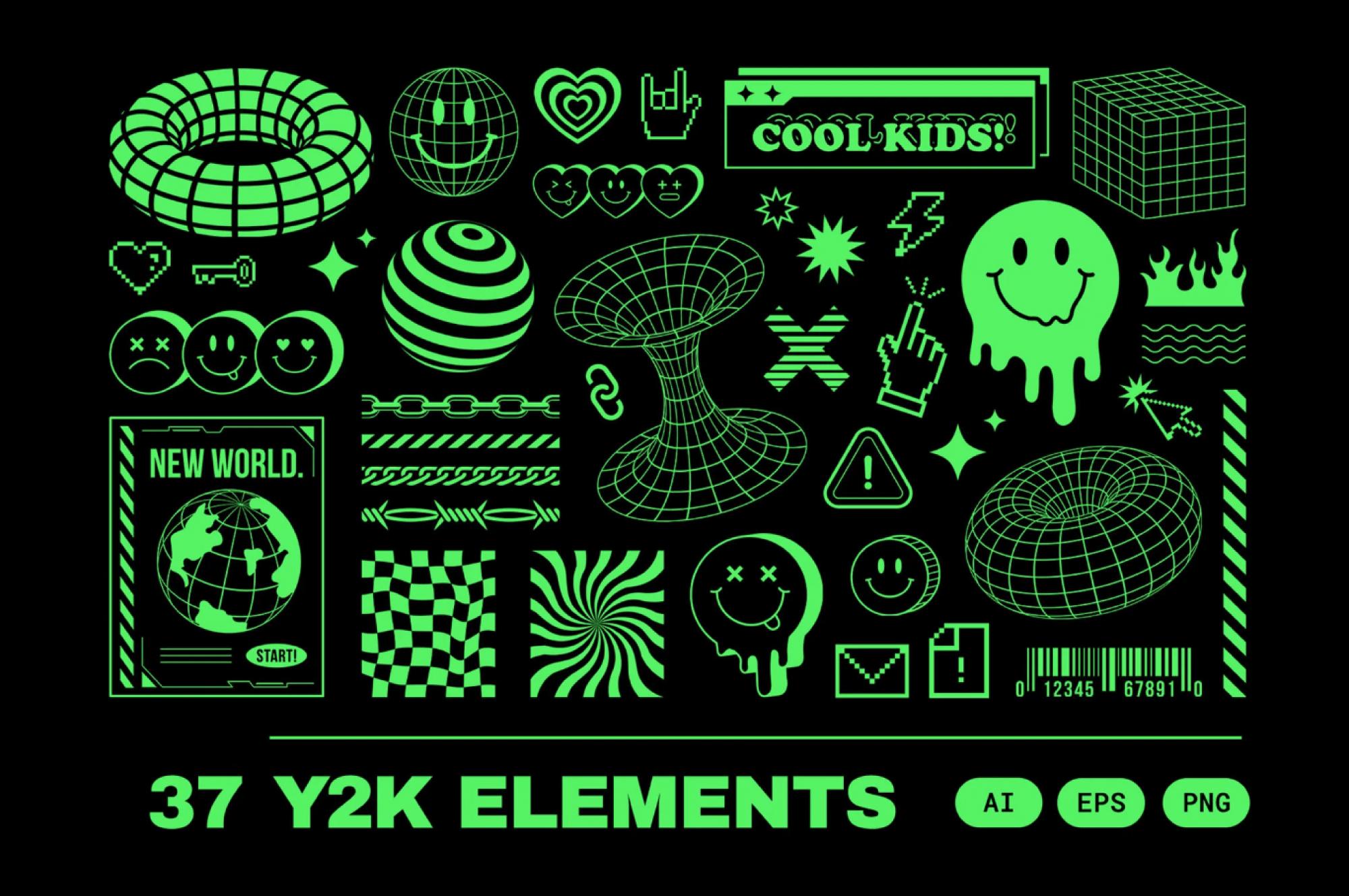 37 Y2k Vector Illustrations Png, Y2k Png, Png Bundle Futuristic Line ...