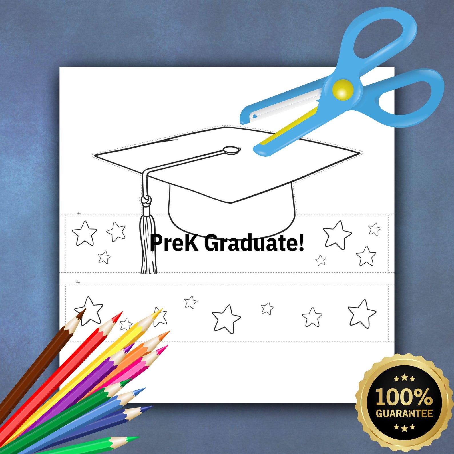 Preschool Graduation Cap Crown Printable - Grad Headband Activity for ...