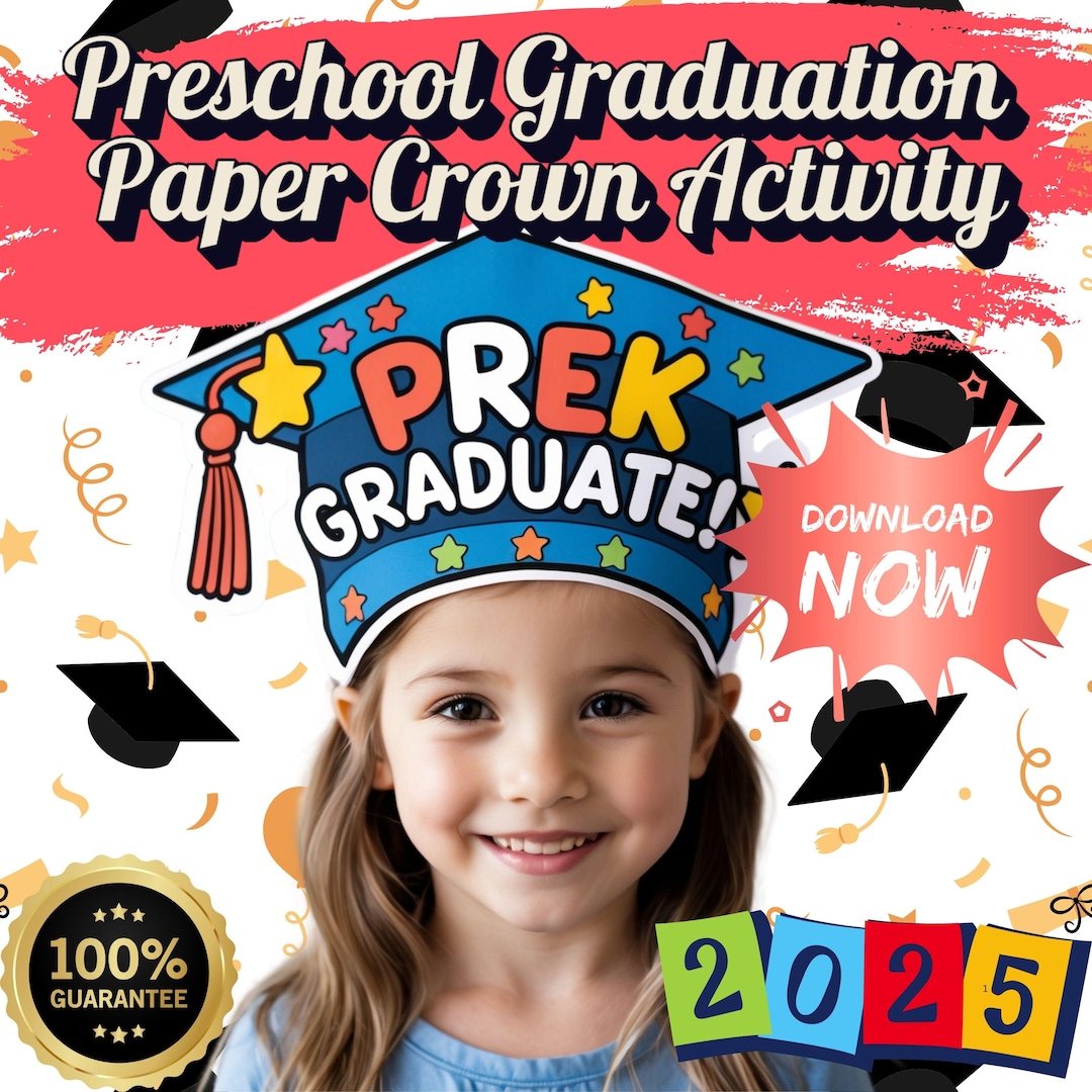 Preschool Graduation Cap Crown Printable - Grad Headband Activity for ...
