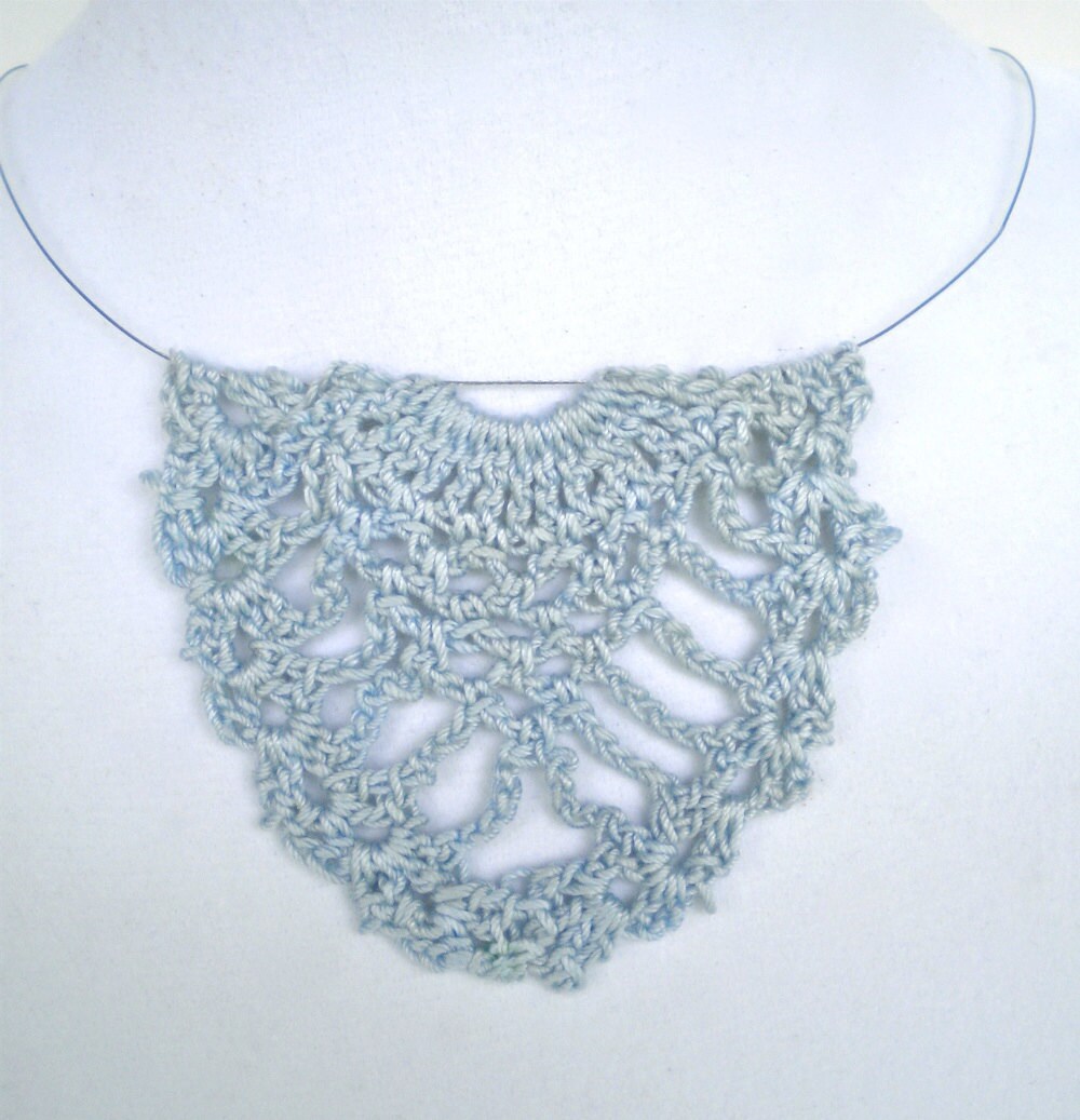 Necklace Blue Lace Crochet Pendant Pineapple Motif - Etsy