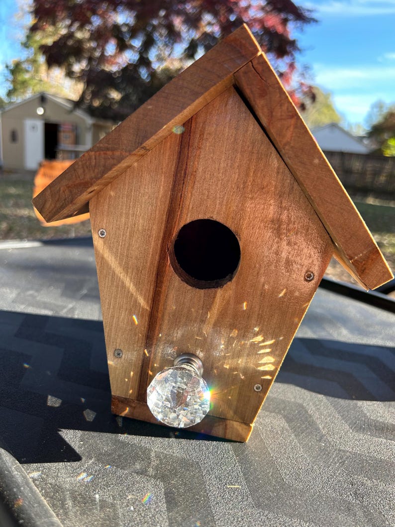Handmade Birdhouse Brown With Pink Hardware and Decorative Knob - Etsy