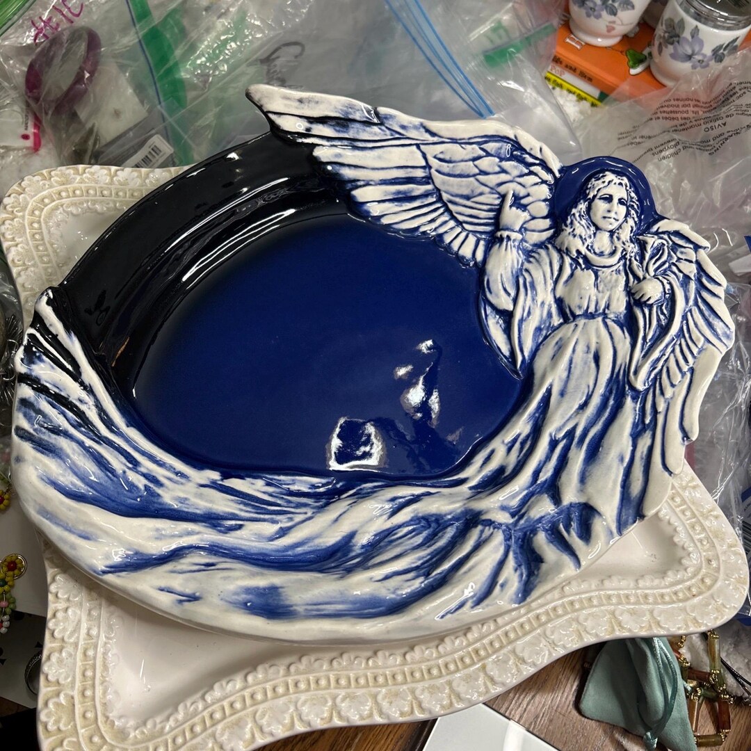 Beautiful Vintage 90s 3D Angel Pottery Serving Platter EUC - Etsy