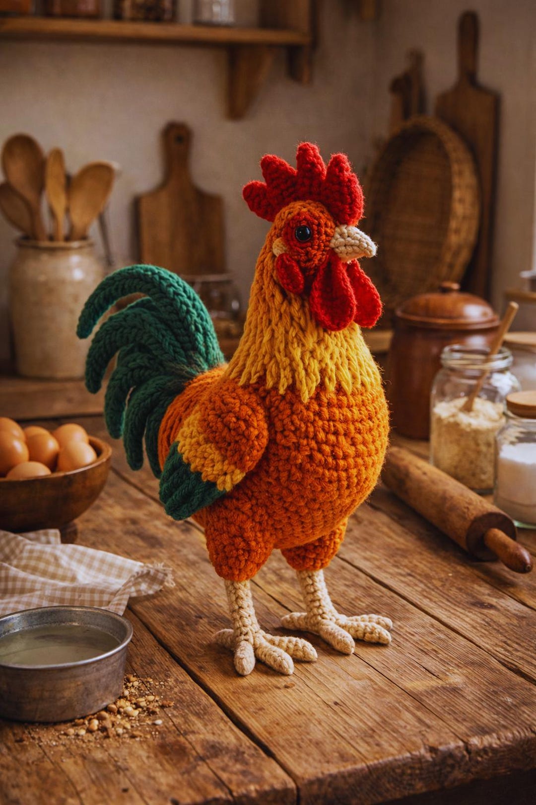 Rooster Crochet Kit for Beginners, Colorful Amigurumi DIY Craft Kit ...