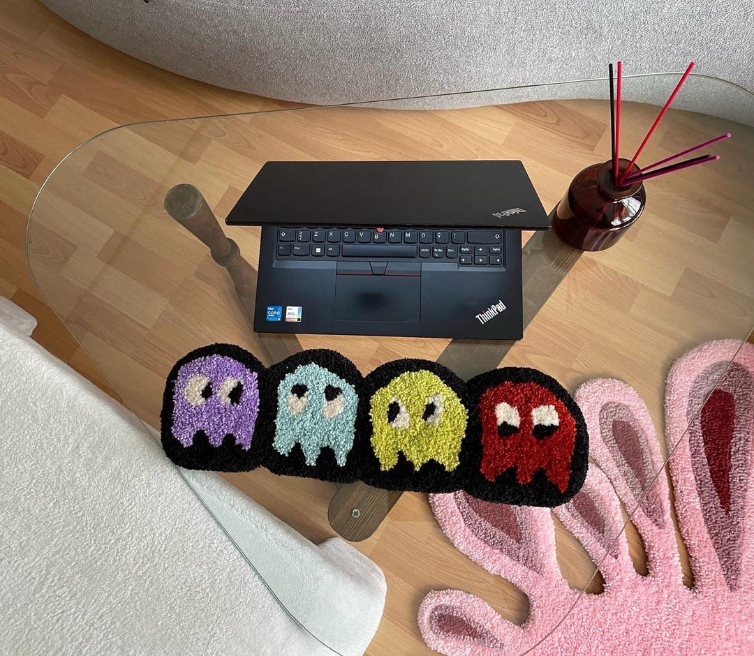 PAC-MAN Doodle Tufted Rug, Keyboard Rug, Tufted Keyboard Rug, Fluffy ...