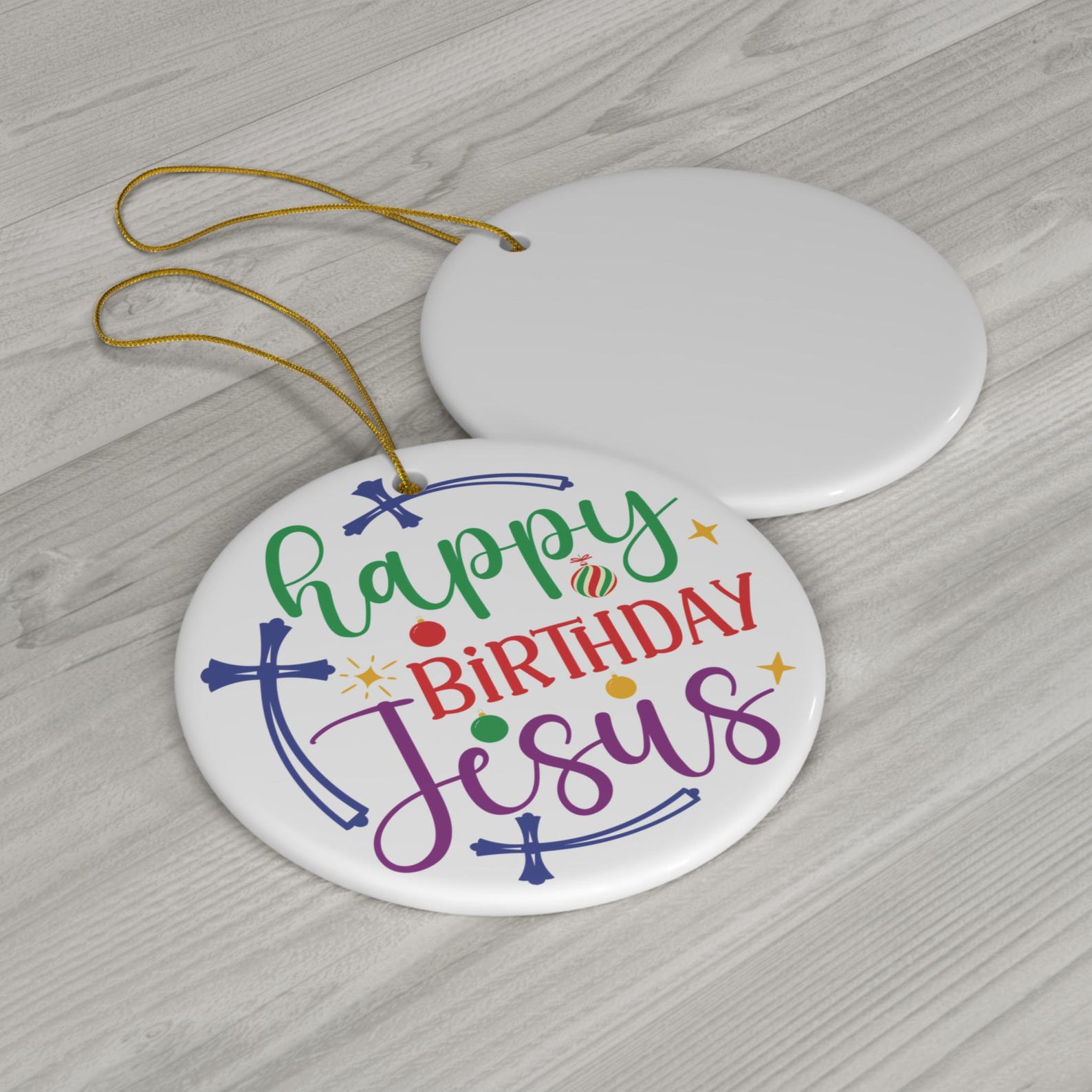 Christmas Ornament, Happy Birthday Jesus Christian Christmas Ornament ...