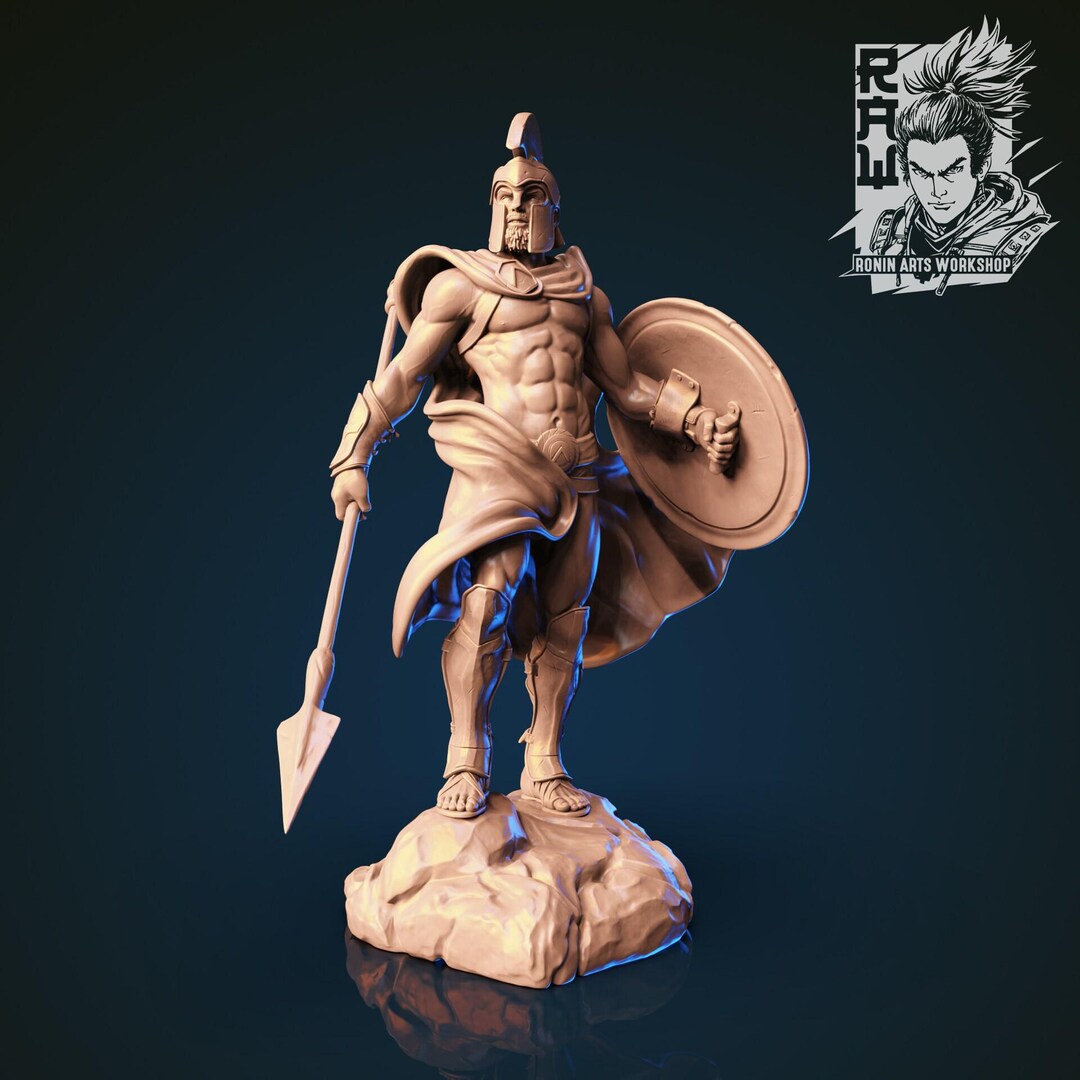 Aristos Gray Spartan Warrior 3d Printed Statue Collectible Miniature ...