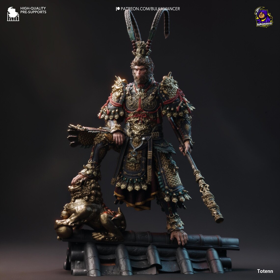 Monkey King Hand Painted 3D Printed Collectible Statue - Home Decor ...