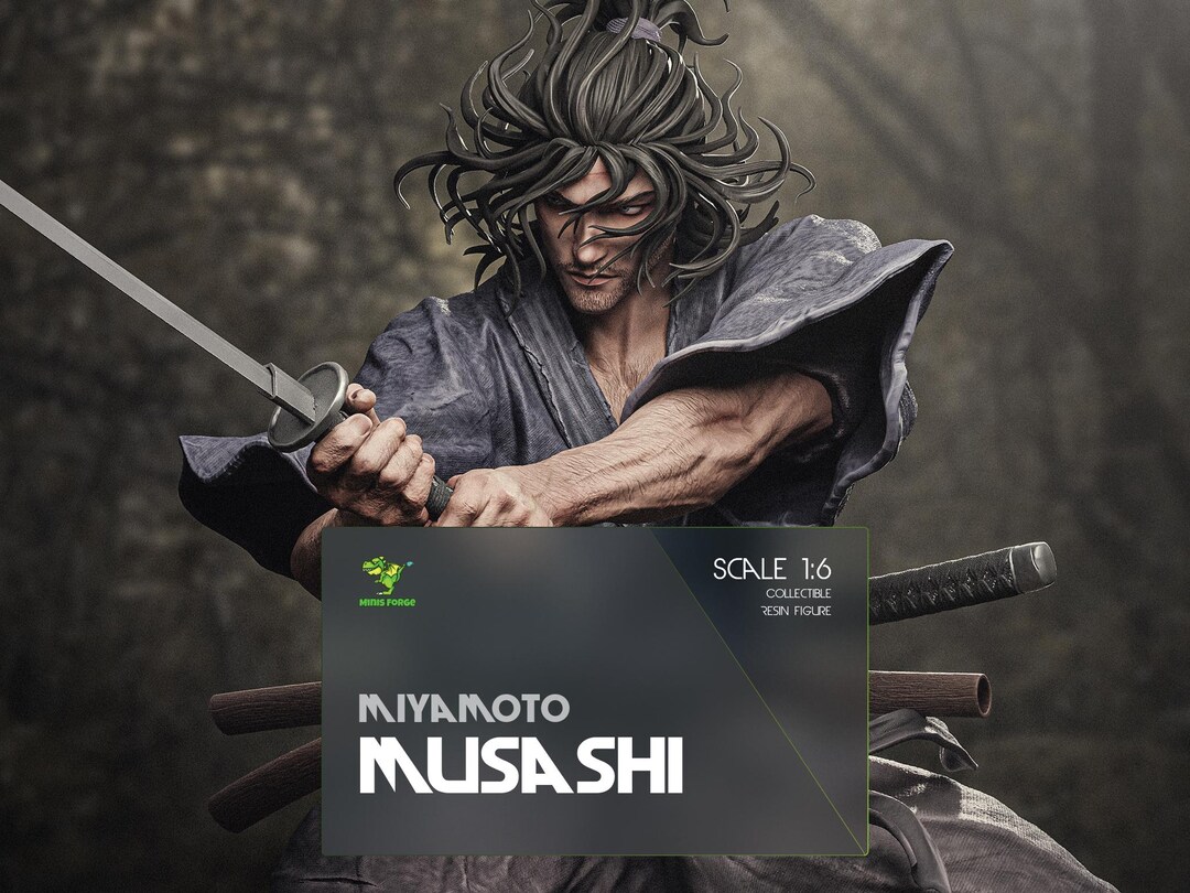 Miyamoto Musashi Ronin Swordsman Figure - Hand Painted 3D Printed ...