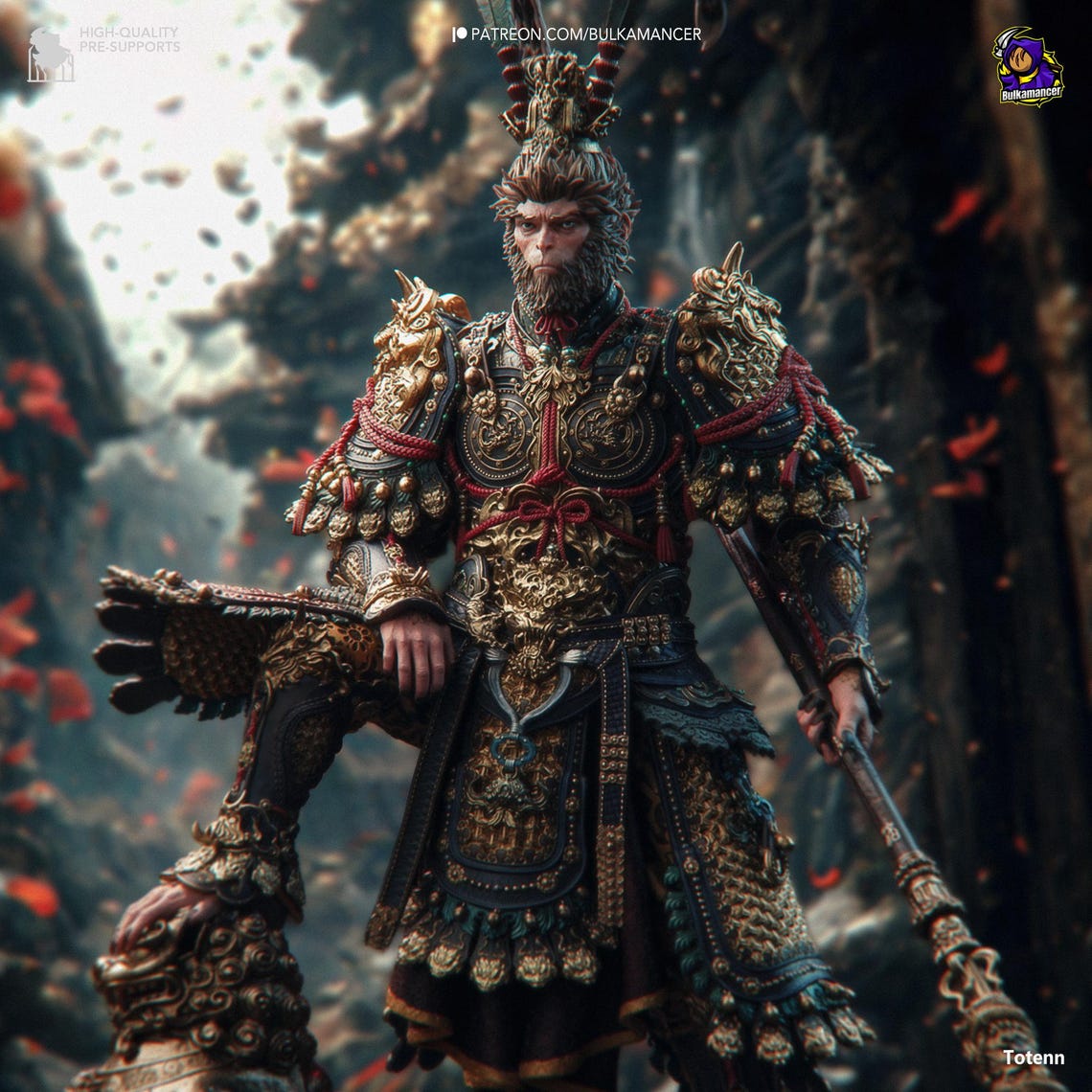 Monkey King Hand Painted 3D Printed Collectible Statue - Home Decor ...