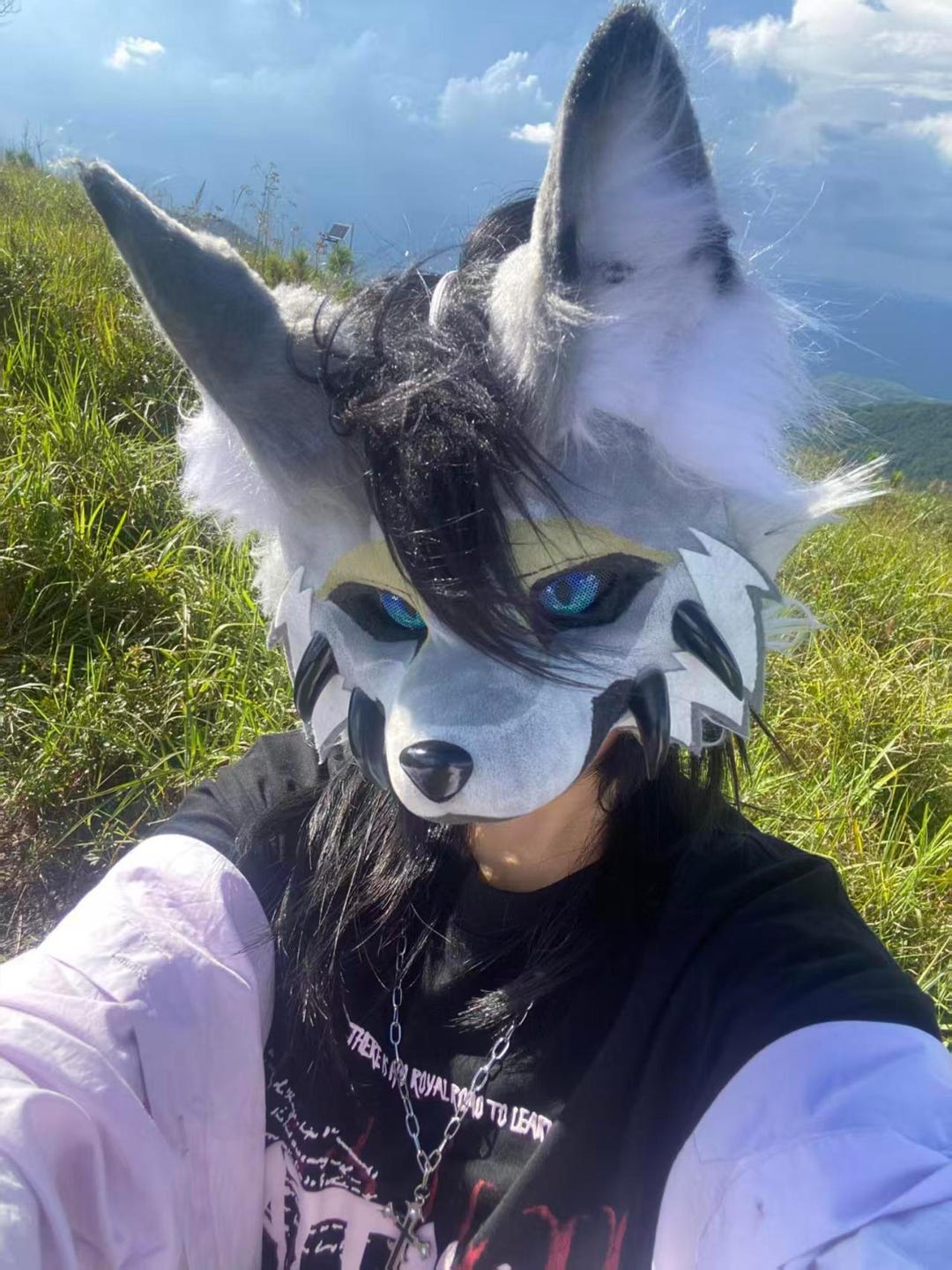 Gray Spotted Therian Wolf Mask - Custom Realistic Animal Face Mask ...