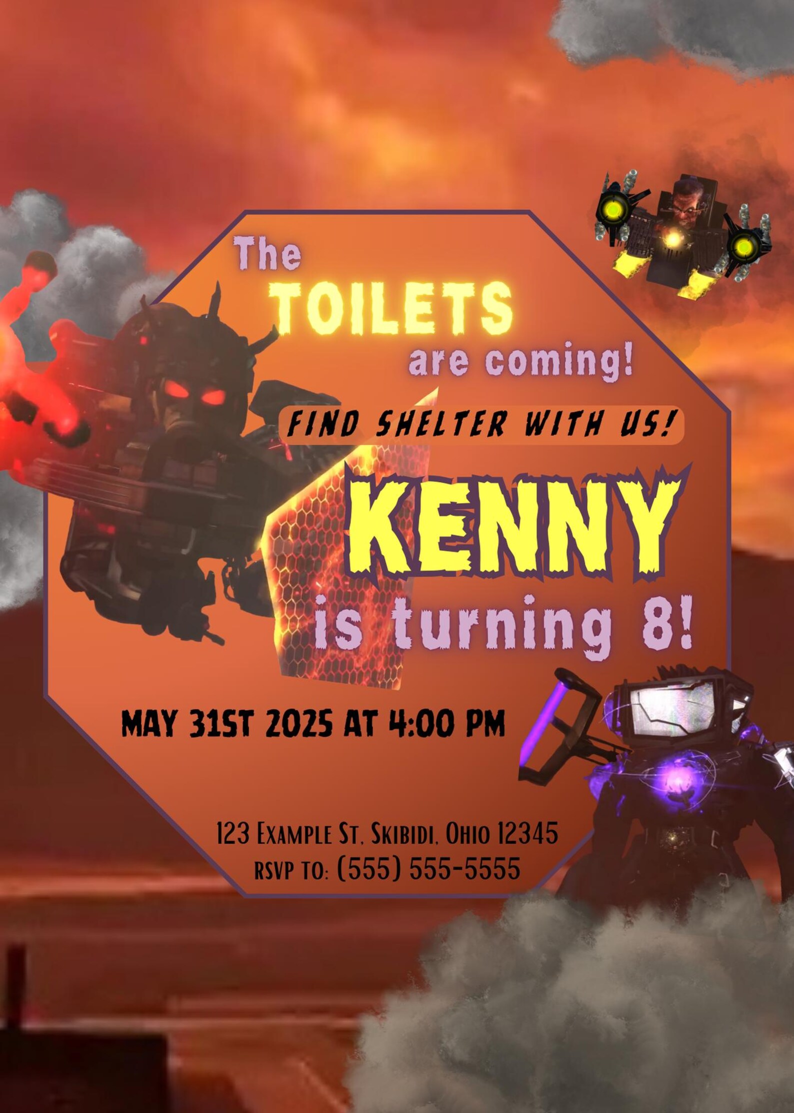 Skibidi Toilet Birthday Party Invitation and Cake Topper or Poster ...