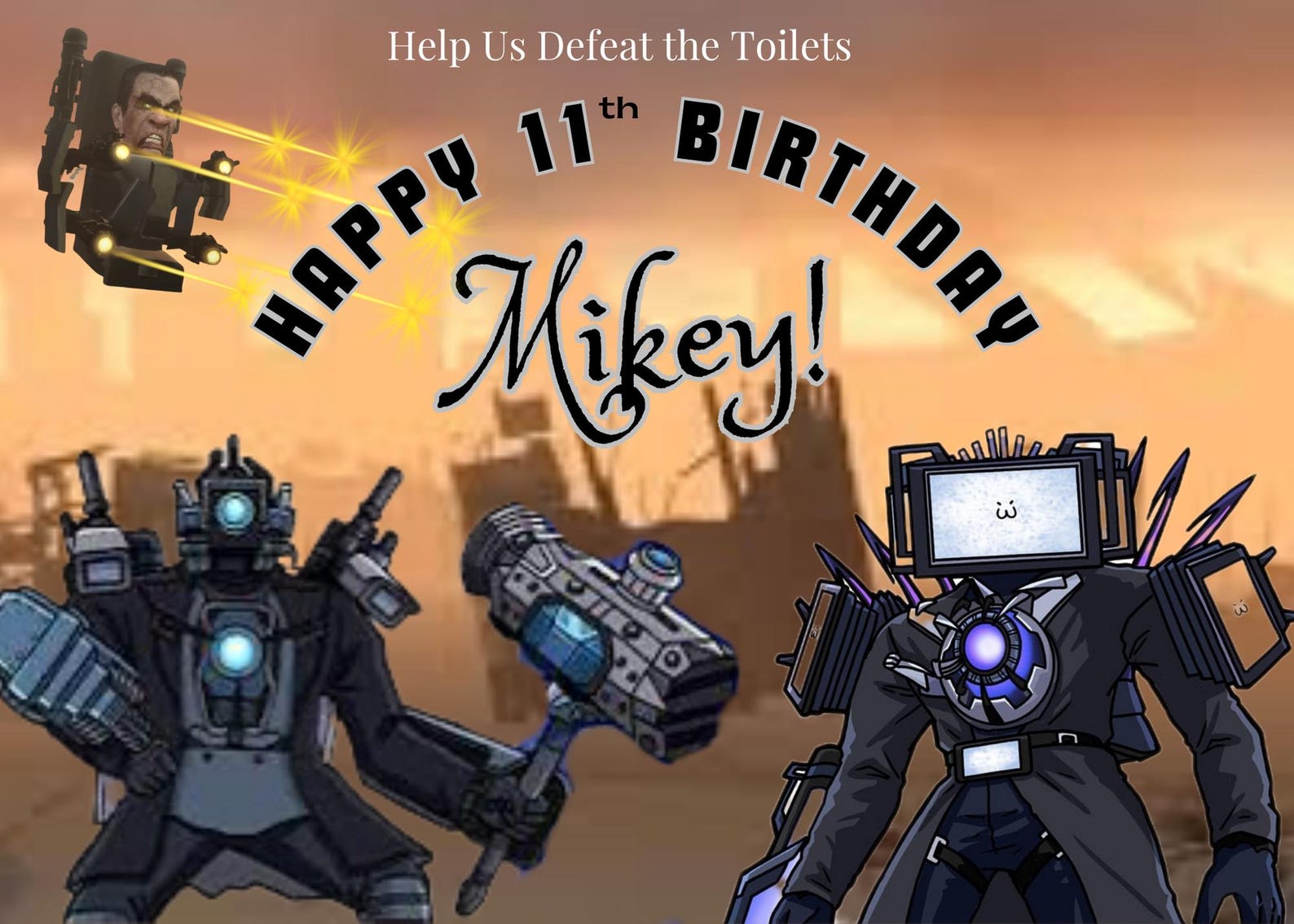 Skibidi Toilet Birthday Party Invitation and Cake Topper or Poster ...