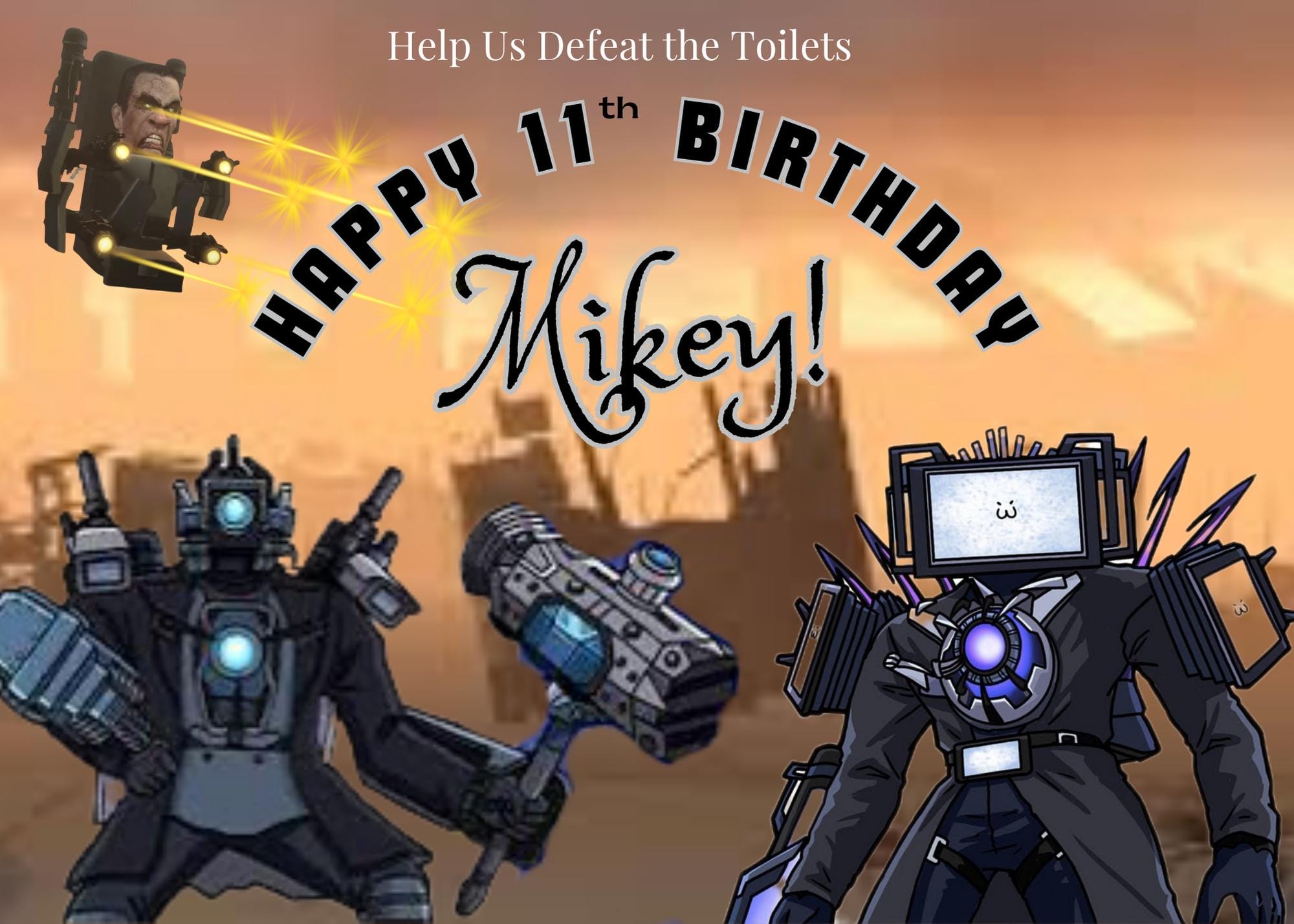 Skibidi Toilet Birthday Party Invitation and Cake Topper or Poster ...