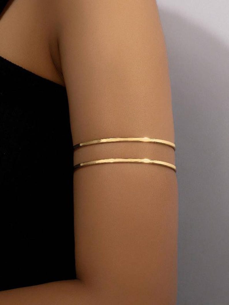 Minimalist Arm Cuff - Gold Upper Arm Band - Silver Arm Bracelet - Elegant Gift for Her - Etsy