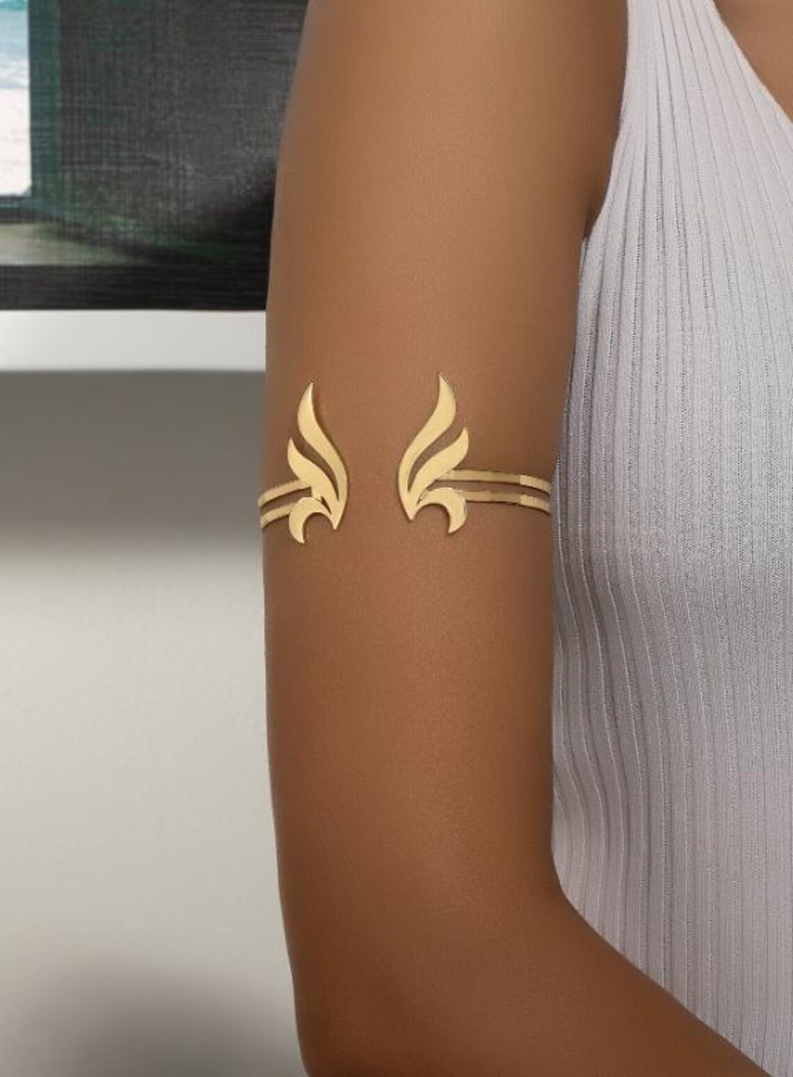Minimalist Arm Cuff - Gold Upper Arm Band - Silver Arm Bracelet ...