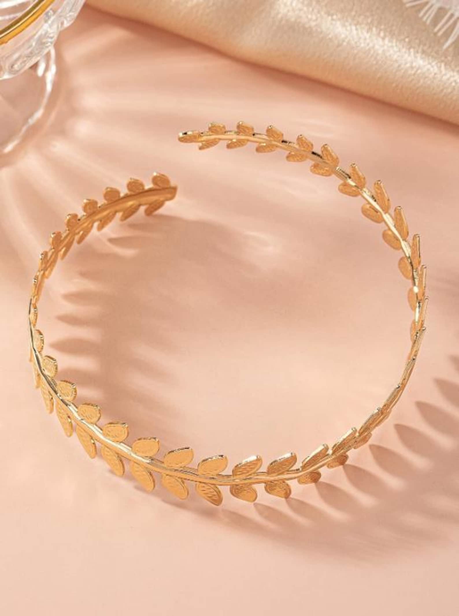 Upper Arm Cuff Bracelet, Gold Arm Band, Gold Leaf Bracelet, Greek ...