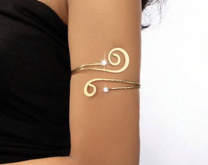 Minimalist Arm Cuff - Gold Upper Arm Band - Silver Arm Bracelet ...