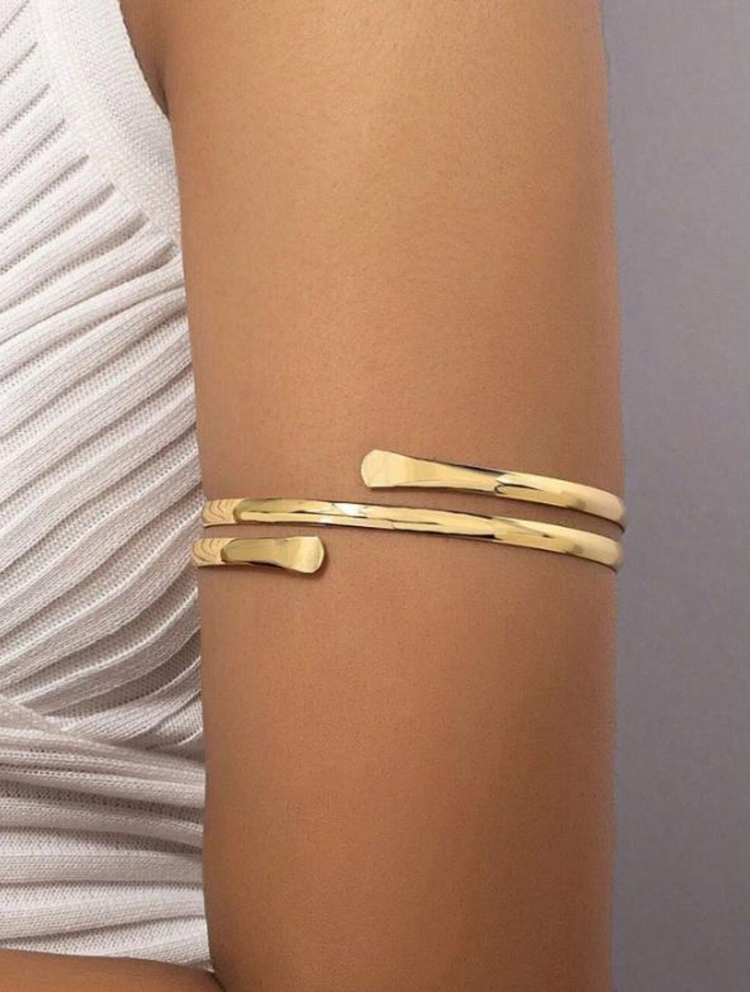 Chic Minimalist Arm Cuff Set: Elegant Gold Upper Arm Bands Stylish ...